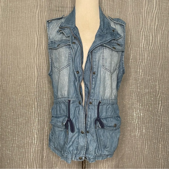 Max Jeans | Jackets & Coats | Max Jeans Zip Front Linen Blend Denim ...